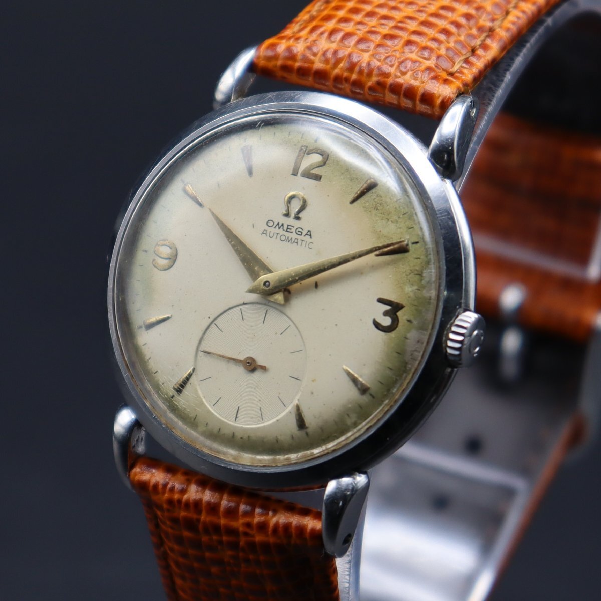 OMEGA オメガ ハーフローター式自動巻き Ref.2402-1 飛び数字 動作品ジャンク 猫足 スモセコ 1950年頃 スイス製 ...